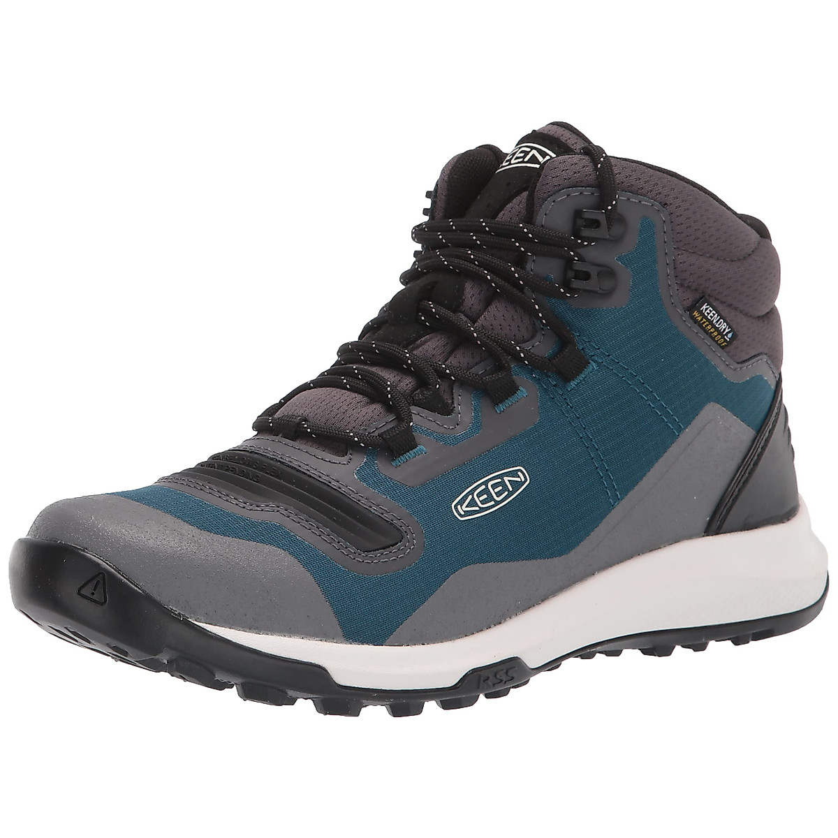 KEEN Women's Tempo Flex Mid Height Lightweight Waterproof Hiking Boot, Blue Coral/Star White, 9