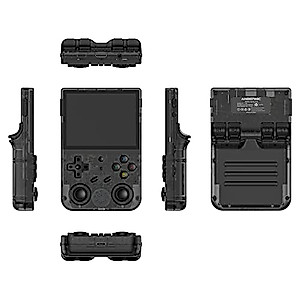 RG353V Handheld Game Console 3.5 Inch IPS Screen 640*480 High Resolution CPU RK3566 Quad-Core OS Android 11, Linux 2G/64G+16G 3200mAh Battery(Black Transparent)