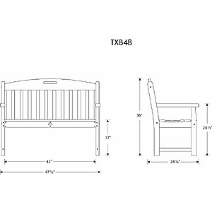 Trex Outdoor Furniture TXB48CW 48-Inch Yacht Club Bench, Classic White