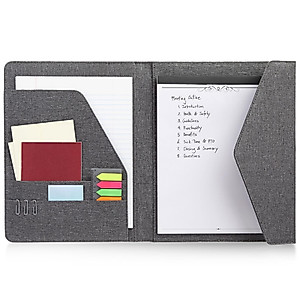 Professional Legal Notepad Portfolio, Grey Folio Notebook for Business and Work Organizer (12.5 x 10 in)