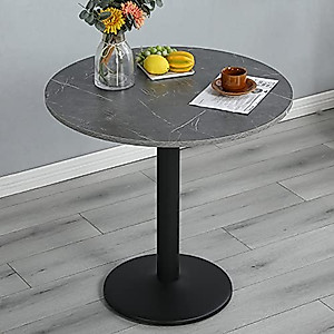 Deehansh 31.5 inch Round Dining Table Faux Marble Top Multifunctional Table Coffee Table Kitchen Bar Patio Modern Living Room Metal Base