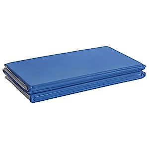 ECR4Kids Everyday Folding Rest Mat, 4-Section, 5/8in, Sleeping Pad, Blue/Grey, 1-Piece