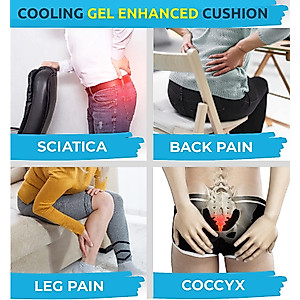 Ergonomic Innovations Gel Enhanced Memory Foam Seat Cushion for Office Chair, Coccyx Lower Back Support Tailbone Pain Relief Cushions, Work Chair Pad Pillow, Sciatica, Butt, Desk Chair Cushion