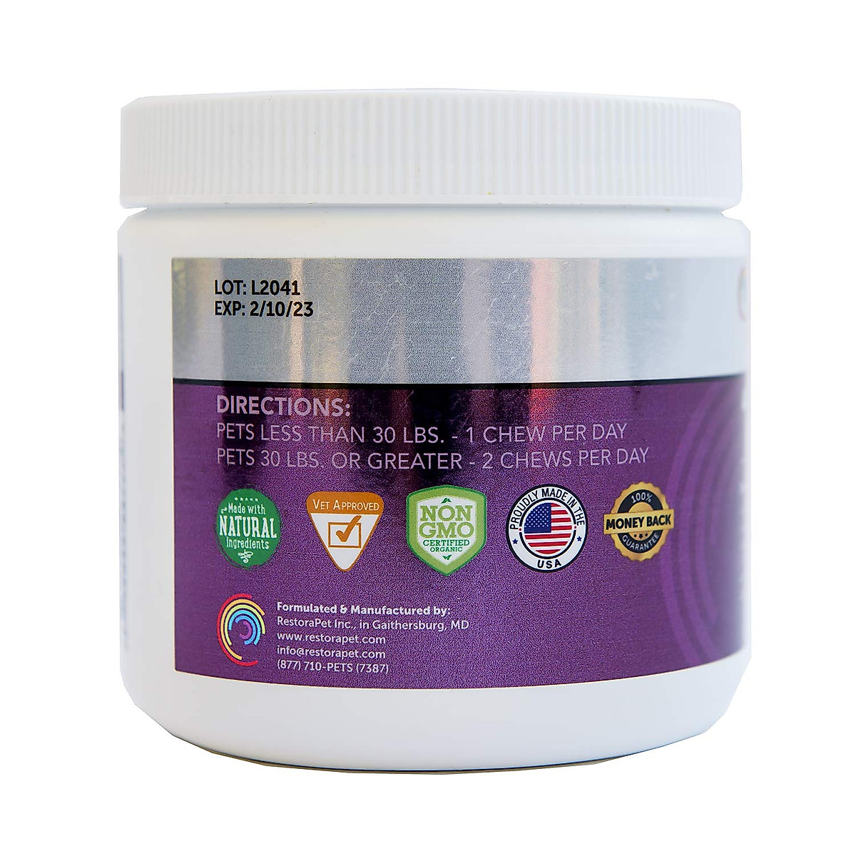 RestoraPet Allergy, Itch & Immune Soft Chews - Natural Supplement for Dogs - Support Immunity, Soothe Skin Irritation, Improve Coat Quality – with Lactoferrin, Colostrum & Omega 3-60 Bacon Chewables