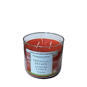 Huntington Home Soy Blend Scented Candle All Scented, 3 Wicks 45/60 Hours Tropical Escape