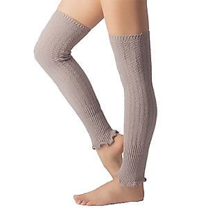 iB-iP Women's Ballet Dancer Running Aerobics Costume Stretch Leg Warmer, Size: One Size, Light Grey