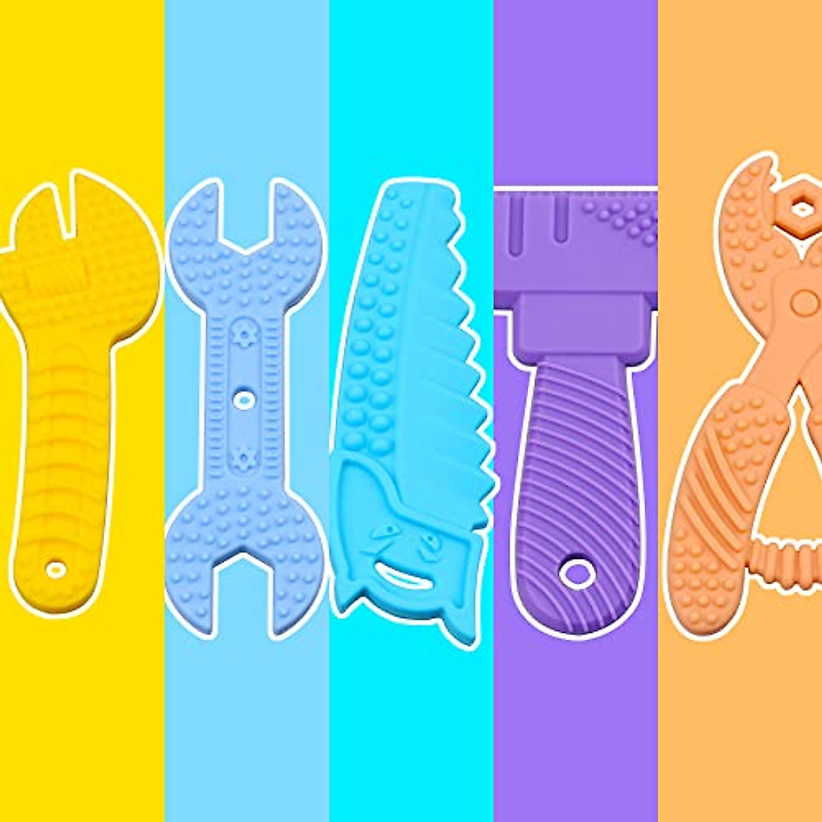 5PCS Baby Teething Toys, Silicone Sensory Teether Toys for Babies, Infant Toys 0-6 Baby Shower Gifts for 3 9 12 18 Month 1 One Year Old Girls Boys, Newborn Kids Toddler Chew Toy, Travel Toys, BPA Free