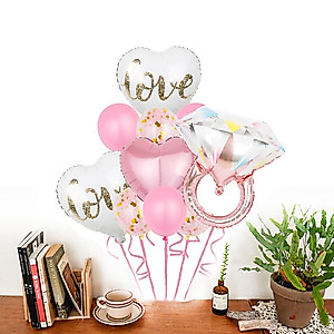 Morndew 10 PCS I Love You Foil Balloons for Valentine's Day Wedding Party Wedding Engagement Bridal Shower Decorations
