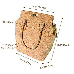 boshiho Natural Cork Handbag for Women, Top Handle Handbag Tote Crossbody Vegan Bag Satchel