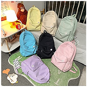 Sage Green Backpack for School, Aesthetic Backpack, Large-capacity Casual Rucksack Kawaii Backpack for Teen Girls (White)