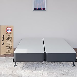 Greaton Wood Split Low Profile Traditional Fully Assembled Foundation Comfort Sturdy Wooden Frame-Durable Bedding Mattress Box Springs, Queen, Black