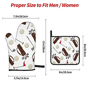 Golf Theme Oven Mitts and Pot Holders Set of 4 for Kitchen Cooking BBQ Baking