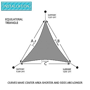 Coarbor 12' x 12' x 12' Sun Shade Sail Canopy Equilateral Triangle Shade Sails Block Direct Sunlight for Outdoor Backyard Yard Deck Patio Garden (Beige)