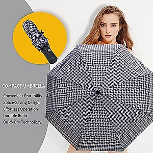 MRTLLOA 42/49 Inch Compact Windproof Travel Umbrella for Rain, Lightweight, Portable, Strong, Folding Umbrellas for Women and Men(42 inch,Herringbone)