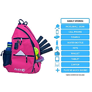 McEtt Pickleball Sling Bag – Adjustable Crossbody Backpack for Women Men – Holds Pickleballs, Paddles, Water Bottle, Gear
