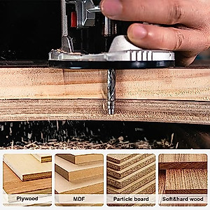 SpeTool Spiral Flush Trim Router Bit, 1/2 Inch Shank 1-1/2 Inch Cutting Length Extra Long 4 Inch, Solid Carbide UP&Down Compression Router Bits for Woodwork CNC Triming