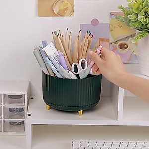SKYDUE 360 Degree Rotating Desk Organizer, Dual-Purpose Pencil Pen Holder for Desk, Rotating Desk Pen Organizer with 5 Slots, Art Supplies, Pencil Cup for Office, School, Home