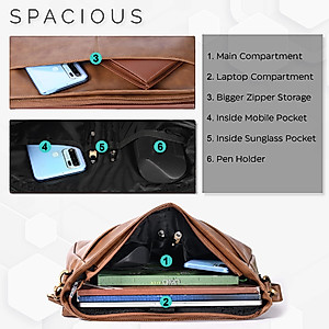 Oak Leathers Tan Leather Laptop Bags For Him And Her | Multiple Compartments | Spacious And Chic | Adjustable Shoulder Satchel