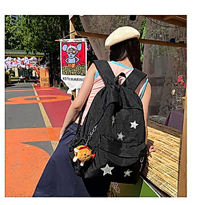 ZHSteveG Cute Backpack Star Large Capacity Kawaii Aesthetic Backpack Cute Mochilas Daypacks (black)