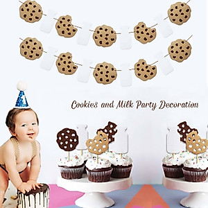 YLooDasy Cookies Milk Birthday Party Garland Cookie and Monster Happy Birthday Banner for Kids