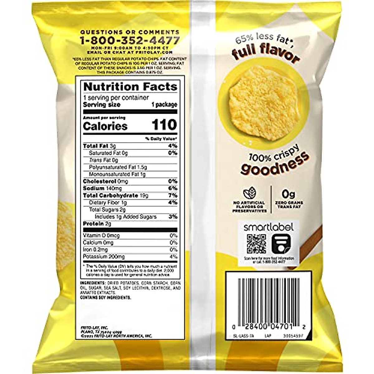 Baked, Lay's Original Potato Crisps, 0.875 Ounce (Pack of 40)