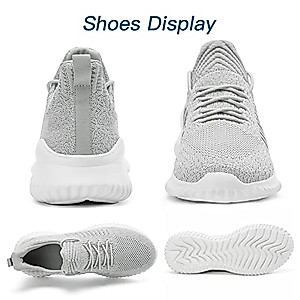 Akk Men's Running Shoes Walking Tennis Gym Sneakers Slip On Memory Foam Lightweight Shoes Grey 14