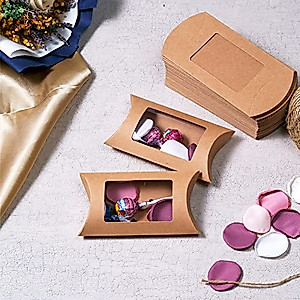 MATICAN Pillow Boxes, 40-Pack Pillow Gift Boxes with Windows, Kraft Mini Favor Boxes, 5 x 3 x 1.2 inches