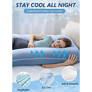 Meiz Pregnancy Pillow, U Shaped Body Maternity Pillow with Velvet Cover, Adjustable Belt and Detachable Extension, for Full Body Support for Pregnant Women (Grey)