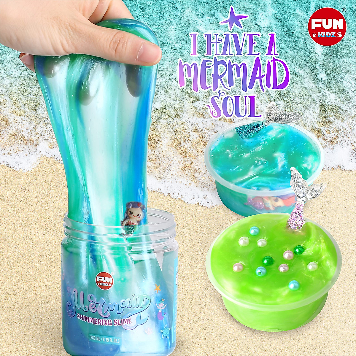 35.16 FL OZ Mermaid Slime Pack for Girls Ages 6-8, FunKidz Big Premade Shimmer Sparkle Glitter Kids Slime Toy Birthday Party Gift
