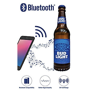 Bud Light Beer Bluetooth Bottle Speaker Portable Wireless Speaker with Rechargeable Battery Ideal for Indoor and Outdoor Activities Loud and Bass Audio Sound Easy to Carry Anywhere