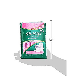 Always Ultra Thin Feminine Pads for Women, Slender FlexiWings, 36 Count