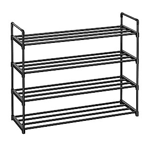 SONGMICS Shoe Rack, 4 Tier Shoe Organizer, Metal Shoe Storage Shelf for 20 Pairs of Shoes, Easy to Assemble, Entryway, Black ULSA14BK
