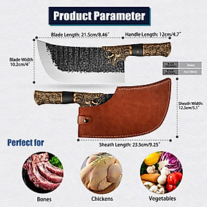 univinlions Meat Cleaver Butcher Knife Bone Cleaver Knife Heavy Duty Bone Chopper Knife with a Sheath for Kitchen Outdoor Birthday Christmas Gift Idea Men