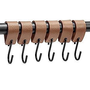 Brute Strength - Multifunctional Leather S-Hooks - Taupe - 6 Pieces - S Shaped Hooks - Coat Hook - Leather Hooks - Leather s Hooks - Black s Hooks - Kitchen Hooks