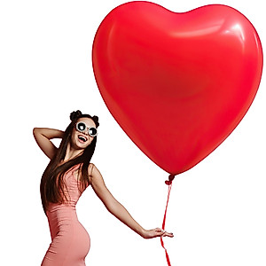 Charnoel 12 Pcs 36 Inch Huge Heart Balloon Large Heart Shape Latex Balloons Romantic Heart Balloon Decoration for Weddings Anniversaries Engagement Propose Bridal Shower Party Decorations(Red)