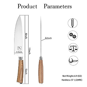 imarku Chef Knife - Pro Kitchen Knife 8 Inch Chef's Knives Japanese SUS440A Stainless Steel Sharp Paring Knife with Ergonomic Handle, Golden handle, Christmas Gifts for Women Men