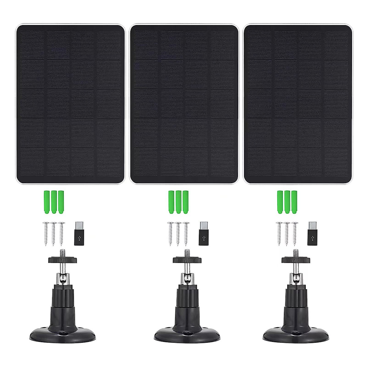 3 Pack Solar Panel Camera Charger Fit for SimpliSafe Outdoor Camera, Arlo GO 1, Arlo Essential Spotlight 2nd gen/Spotlight XL 2nd gen,Arlo pro （not for pro 2） VMC2030 VMA3600 Camera 5V 4W Cable Black