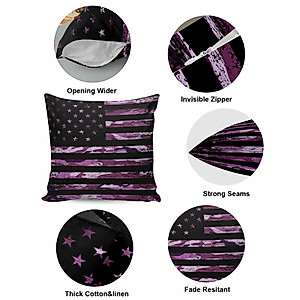 Pillow Cases Linen Pillow Shams Independence Day Camo American Flag Patriotic Pillow Cases Set of 2 16x16 Inches Pillowcases Square Cushion Covers Flax Soft Linen Pillow Covers for Couch Sofa