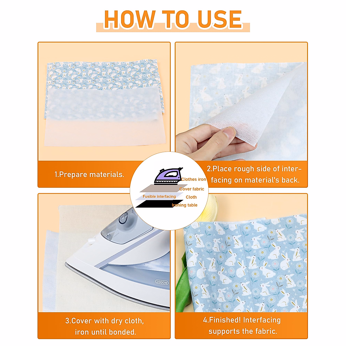 PLANTIONAL Light Weight White Iron-On Non-Woven Fusible Interfacing: 16.5" x 30yd Light Weight Non-Woven Interfacing Iron On Polyester Single-Sided Interfacing for DIY Crafts Supplies