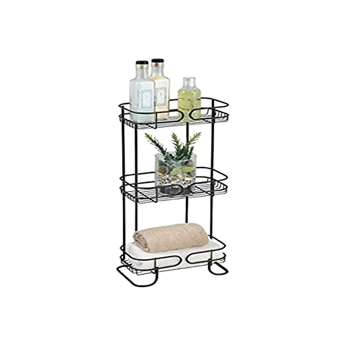 iDesign Steel Bathroom Caddy Organizer with Three Wire Basket Shelves, The Neo Collection - 6.3" x 9.8" x 26.1", Matte Black