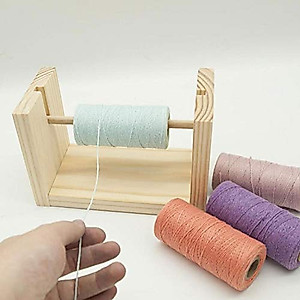 Yaami Yarn Spool, French Hemp Wooden Crochet Thread Rack Twine Holder With Twirling Mechanism String Sewing Spinner Knitting Embroidery Stand Dispenser Weaving Macrame Tool for Home Mall Store 20cm