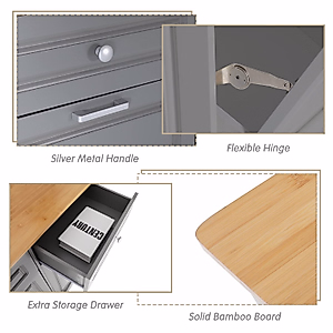 Anbuy Double Kitchen Trash Cabinets Dual Tilt Out Trash Cabinet with Two Solid Wood Hideaway Trash Holder Drawers, Free Standing Recycling Cabinet Trash Can Holder (Dual Gray)