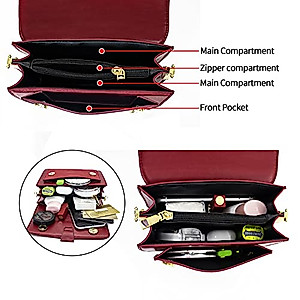 Women Mini Purse Crossbody Shoulder-Bag - Small Square Bag Leather Handbag Guitar Strap Purse for Women(Red)