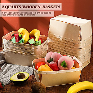 Bokon 30 Pcs Wood Berry Basket Bulk 2 Quarts Berry Picking Wooden Baskets Wood Fruit Pint Containers Vented Wooden Boxes for Picking Food Storage Gift Art Craft Decor 8.9 x 5.7 x 3.5 Inch