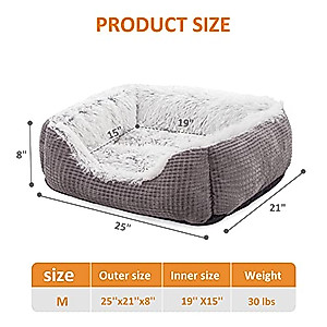 MIXJOY Medium Dog Bed for Medium Small Large Dogs, Washable Orthopedic Dog Sofa Bed, Durable Plush Rectangle Pet Bed, Soft Fluffy Calming Puppy Bed with Anti-Slip Bottom(M, 25''x 21''x 8'')