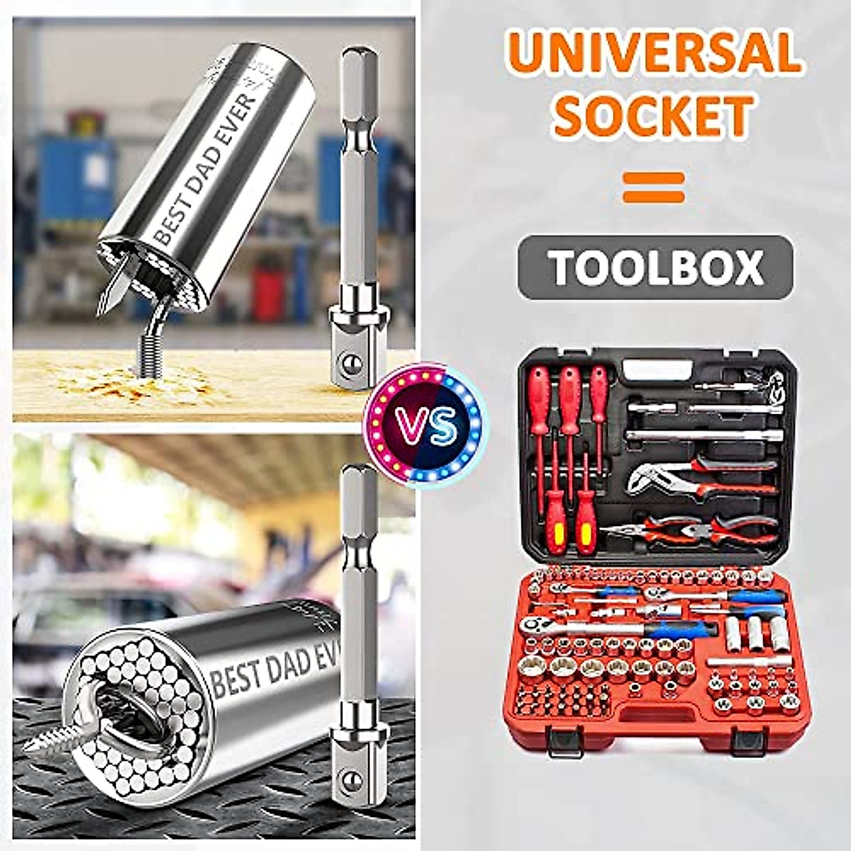 YOMERTO Stocking Stuffers for Men Dad Christmas Gifts Universal Socket Tools Sets, Gifts for Dad Men BEST DAD EVER for Father Grandpa Birthday Gifts from Daughter Son Wife Kids, Multitools 7-19mm