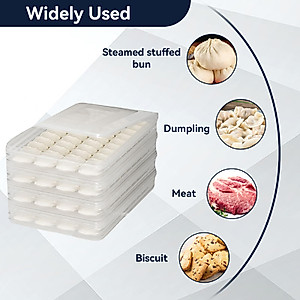 HERCHR Dumpling Storage Box, 4 Layer Food Storage Containers with Lids, Storage,Stackable Large Capacity Fridge Transparent Food Storage Box for Kitchen and Fridge
