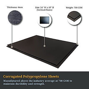 Brilliant Yard Signs Corrugated Plastic Sheet 18" x 24" x 4mm Coroplast Blank Yard Signs - 8-Pack - Black