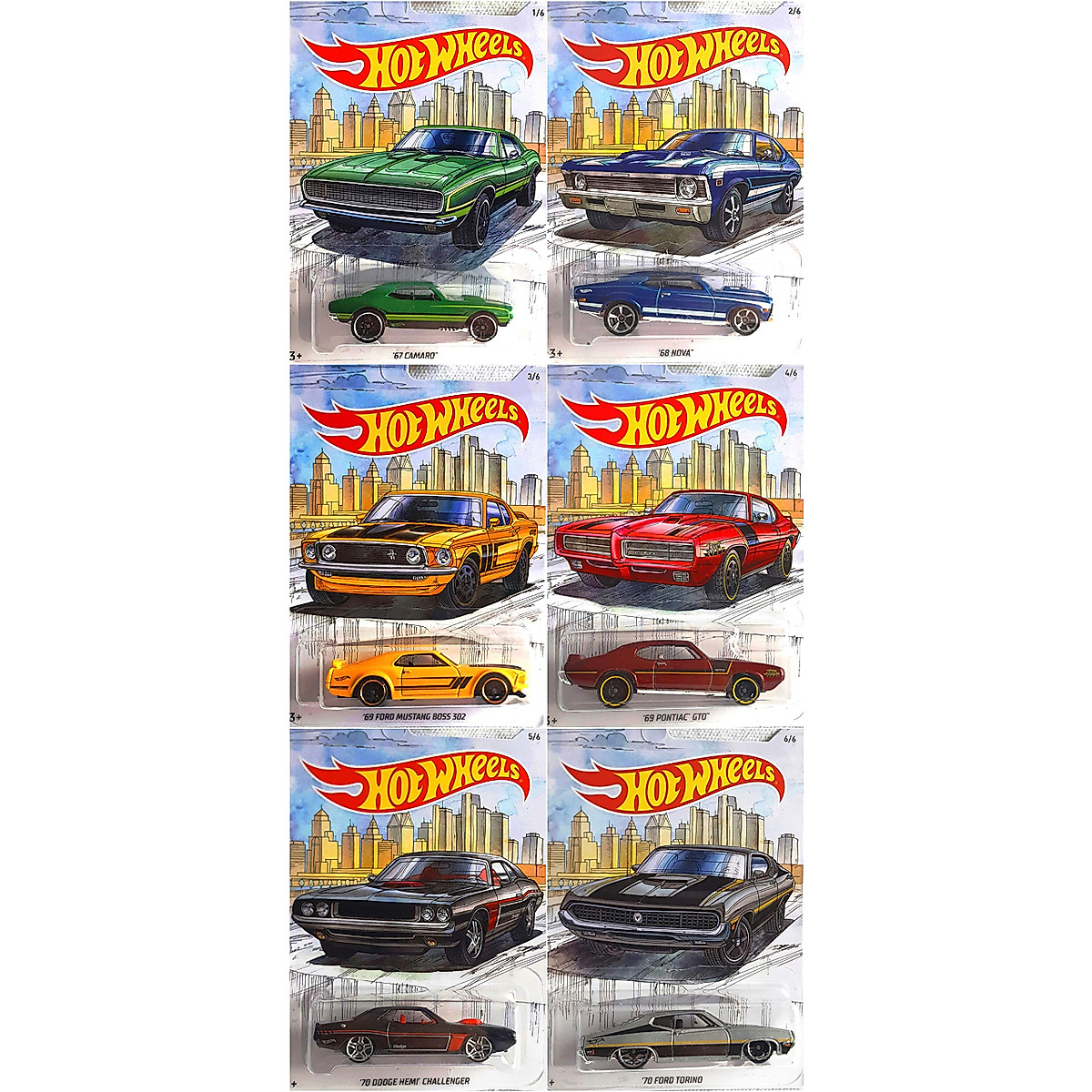 Hot Wheels Detroit Muscle Car Complete Series 6 Car Set