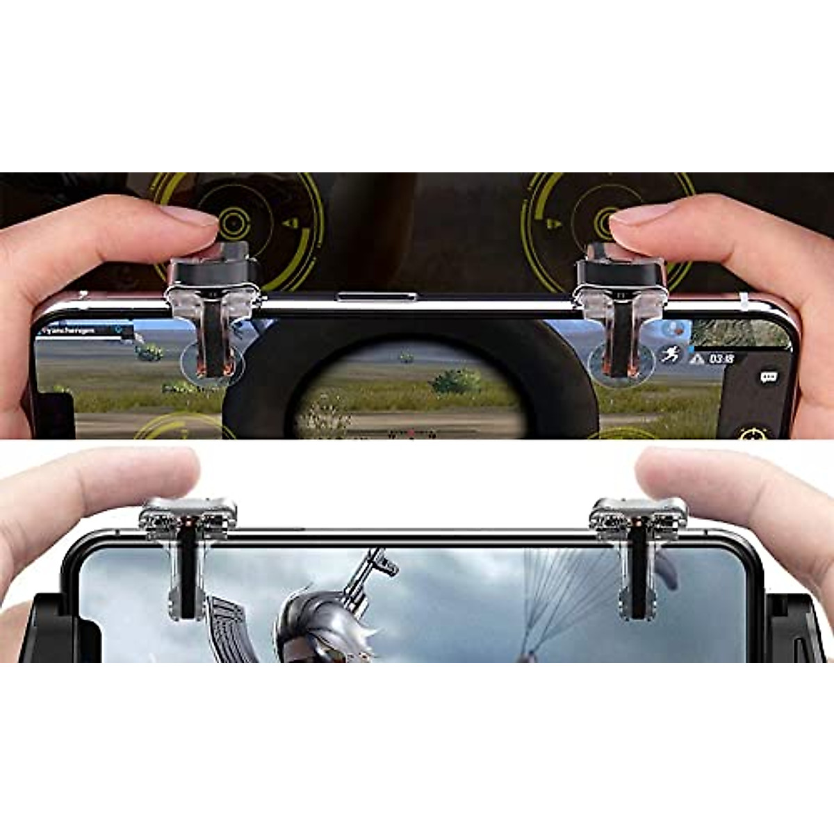 APN Shop Smartphone Game Controller (Small, Lightweight, Ultra Compact), Smartphone Game Controller, Push Button for Shooting, Heavy Duty Buttons, Highly Sensitive, Fast Shooting, Android 2-Piece Set Gamepad (Compatible with iPhone/Android)